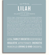 Lilah Personalized Name Meaning Art Prints – Name Stories