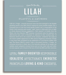 Lilah | Name Art Print – Name Stories