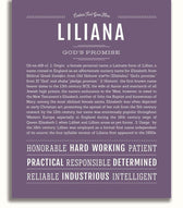 Liliana Personalized Name Meaning Art Prints – Name Stories