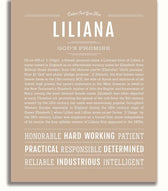 Liliana Personalized Name Meaning Art Prints – Name Stories
