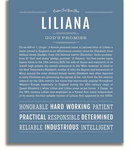 Liliana Personalized Name Meaning Art Prints – Name Stories