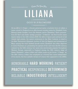 Liliana Personalized Name Meaning Art Prints – Name Stories