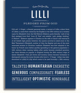 Lilli Personalized Name Meaning Art Prints – Name Stories