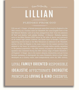 Lillian Personalized Name Meaning Art Prints – Name Stories