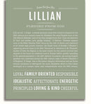 Lillian Personalized Name Meaning Art Prints – Name Stories
