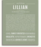 Lillian Personalized Name Meaning Art Prints – Name Stories