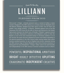 Lilliann Personalized Name Meaning Art Prints – Name Stories