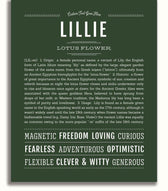 Lillie Personalized Name Meaning Art Prints – Name Stories