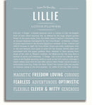 Lillie Personalized Name Meaning Art Prints – Name Stories