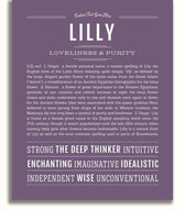 Lilly Personalized Name Meaning Art Prints – Name Stories