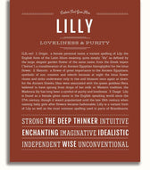 Lilly Personalized Name Meaning Art Prints – Name Stories