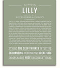 Lilly Personalized Name Meaning Art Prints – Name Stories