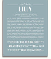 Lilly Personalized Name Meaning Art Prints – Name Stories