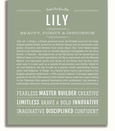 Lily Personalized Name Meaning Art Prints – Name Stories