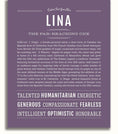 Lina Personalized Name Meaning Art Prints – Name Stories