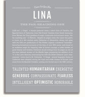 Lina Personalized Name Meaning Art Prints – Name Stories