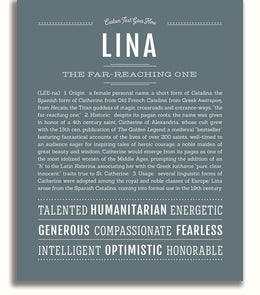 Lina Personalized Name Meaning Art Prints – Name Stories