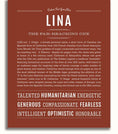 Lina Personalized Name Meaning Art Prints – Name Stories