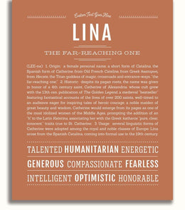 Lina Personalized Name Meaning Art Prints – Name Stories