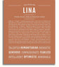 Lina Personalized Name Meaning Art Prints – Name Stories