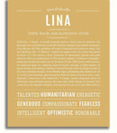 Lina Personalized Name Meaning Art Prints – Name Stories