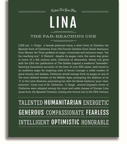 Lina Personalized Name Meaning Art Prints – Name Stories