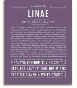 Linae Personalized Name Meaning Art Prints – Name Stories