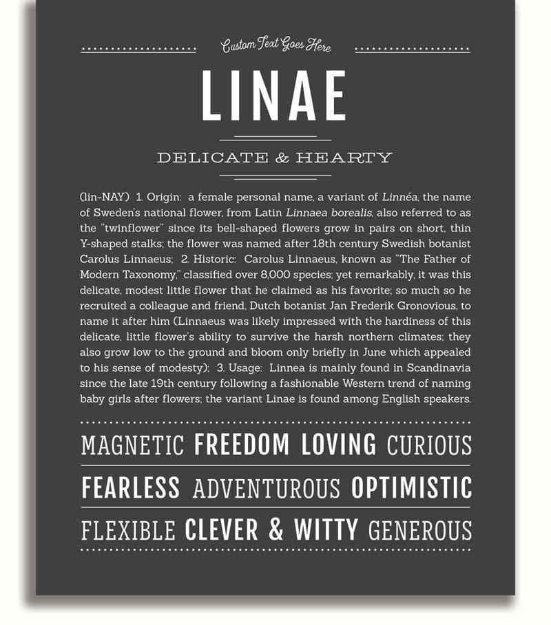 Linae Personalized Name Meaning Art Prints – Name Stories