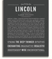 Lincoln Personalized Name Meaning Art Prints – Name Stories
