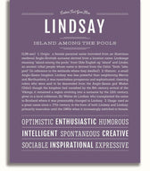 Lindsay Personalized Name Meaning Art Prints – Name Stories