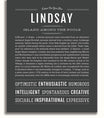 Lindsay Personalized Name Meaning Art Prints – Name Stories