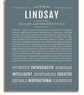 Lindsay Personalized Name Meaning Art Prints – Name Stories