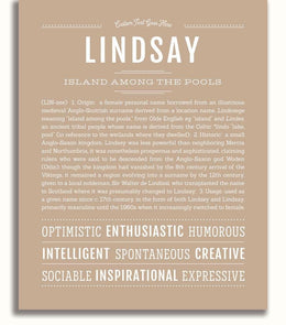 Lindsay Personalized Name Meaning Art Prints – Name Stories