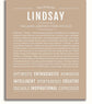Lindsay Personalized Name Meaning Art Prints – Name Stories