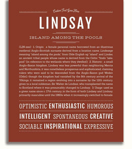 Lindsay Personalized Name Meaning Art Prints – Name Stories