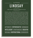 Lindsay Personalized Name Meaning Art Prints – Name Stories