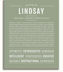 Lindsay Personalized Name Meaning Art Prints – Name Stories