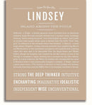 Lindsey Personalized Name Meaning Art Prints – Name Stories
