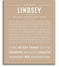 Lindsey Personalized Name Meaning Art Prints – Name Stories
