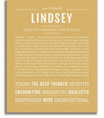 Lindsey Personalized Name Meaning Art Prints – Name Stories