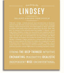 Lindsey Personalized Name Meaning Art Prints – Name Stories