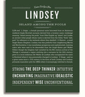 Lindsey Personalized Name Meaning Art Prints – Name Stories