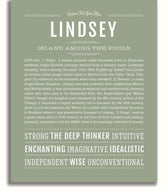 Lindsey Personalized Name Meaning Art Prints – Name Stories