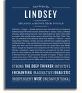 Lindsey Personalized Name Meaning Art Prints – Name Stories