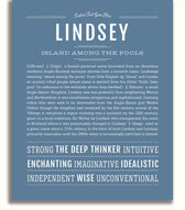 Lindsey Personalized Name Meaning Art Prints – Name Stories