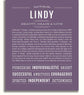 Lindy Personalized Name Meaning Art Prints – Name Stories