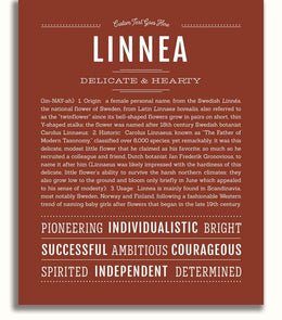 Linnea Personalized Name Meaning Art Prints – Name Stories
