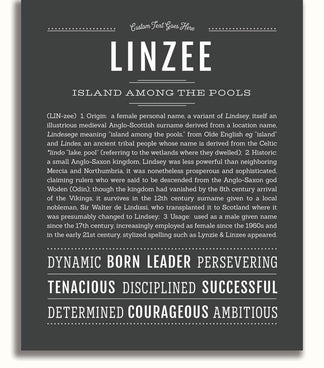 Linzee Personalized Name Meaning Art Prints – Name Stories