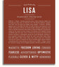 Lisa Personalized Name Meaning Art Prints – Name Stories