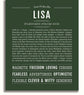 Lisa Personalized Name Meaning Art Prints – Name Stories